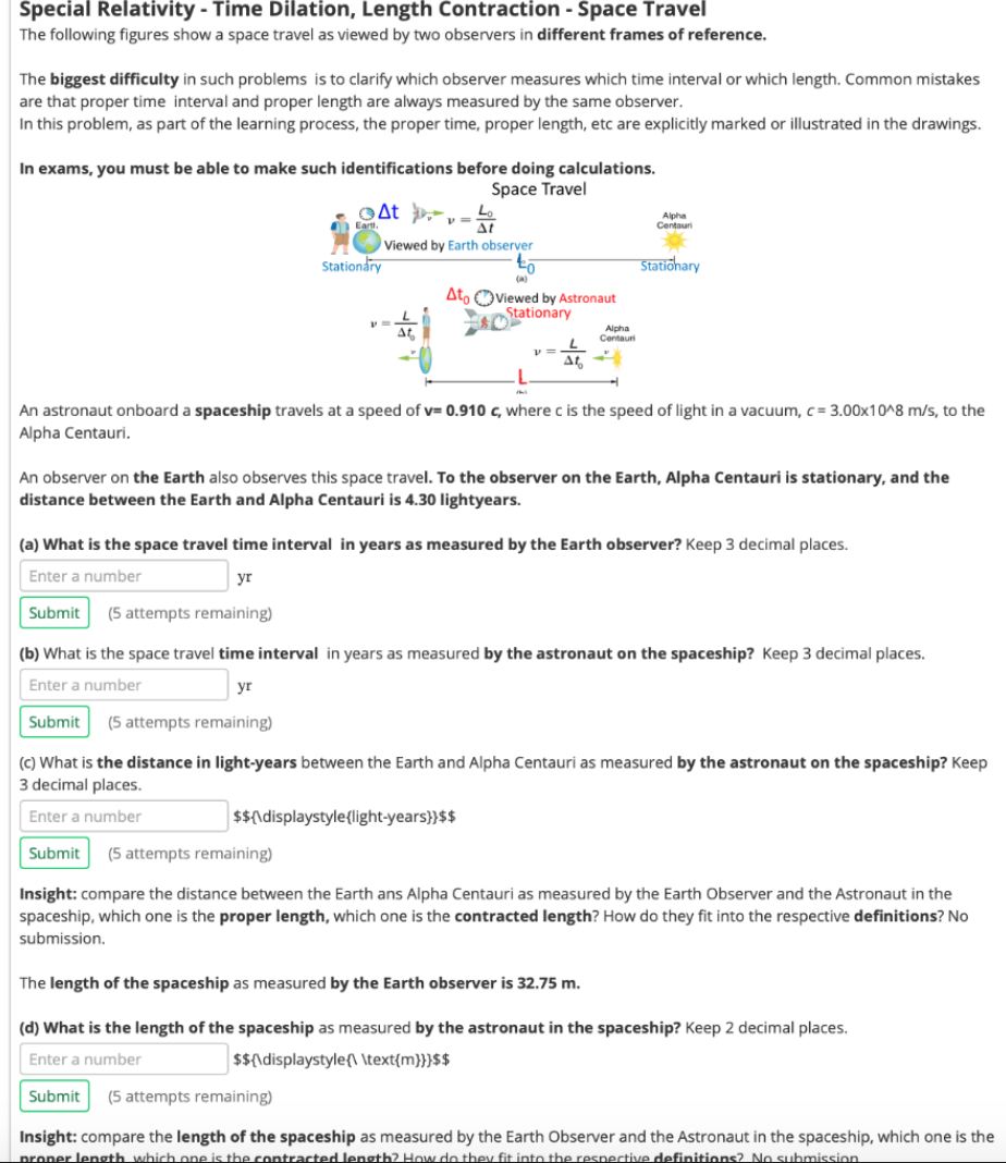 Solved Special Relativity Time Dilation Length