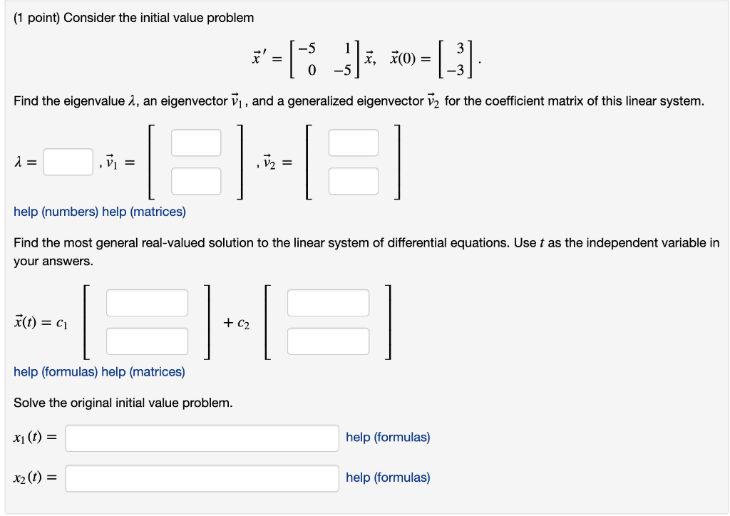 Solved 1 Point Consider The Initial Value Problem 7 85