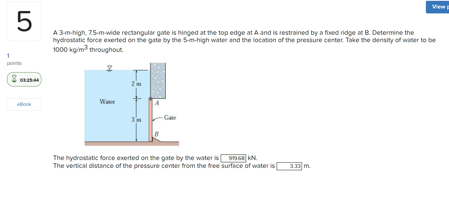 Solved A 3-m-high, 7.5-m-wide rectangular gate is hinged at | Chegg.com