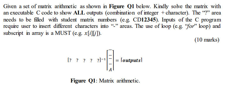 Solved Given a set of matrix arithmetic as shown in Figure | Chegg.com