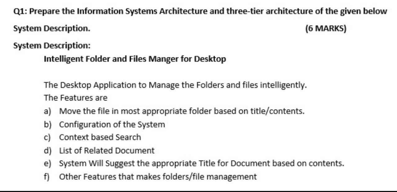 Solved Q1: Prepare the information Systems Architecture and | Chegg.com