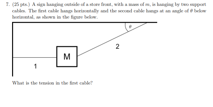 Solved 7. (25 pts.) A sign hanging outside of a store front, | Chegg.com