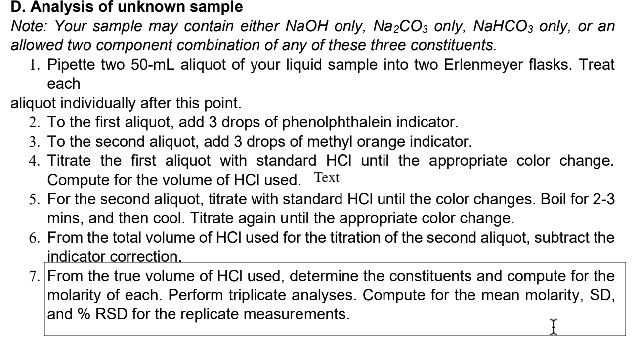 Determination of Carbonates in a Mixture: Double | Chegg.com