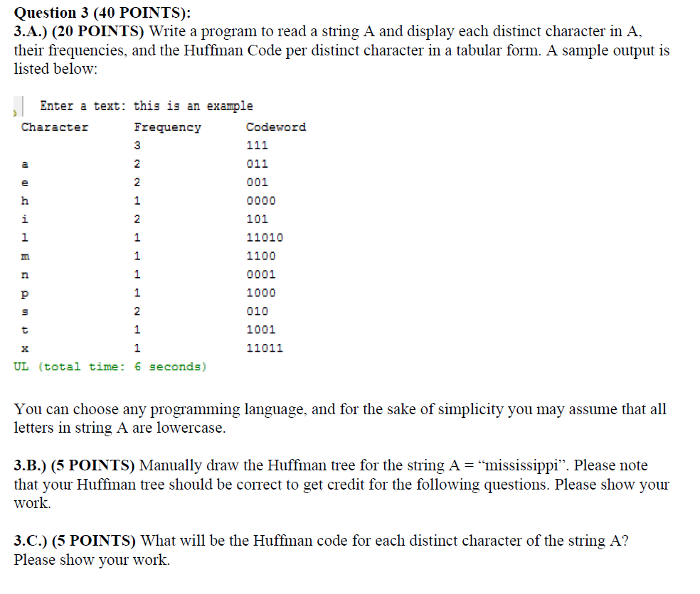 Solved Question 3 (40 POINTS): 3.A.) (20 POINTS) Write a | Chegg.com