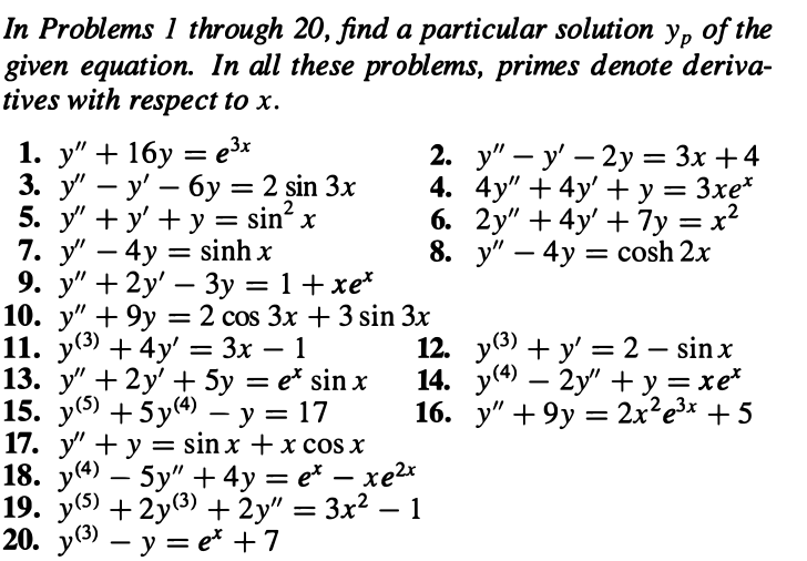 Solved In Problems 1 through 20 , find a particular solution | Chegg.com