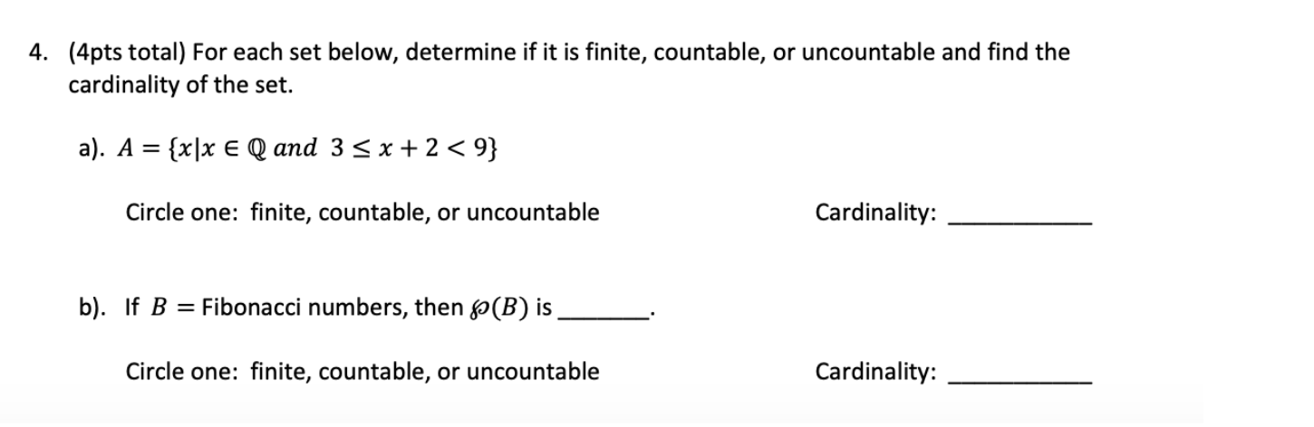 Solved 4. (4pts total) For each set below, determine if it | Chegg.com