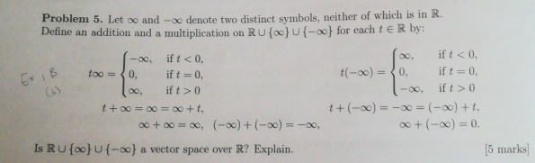Solved Problem 5. Let oo and -20 denote two distinct | Chegg.com