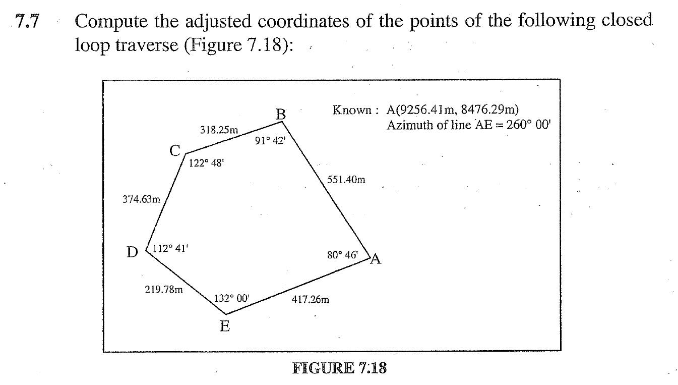 Solved 7.7 Compute the adjusted coordinates of the points of | Chegg.com