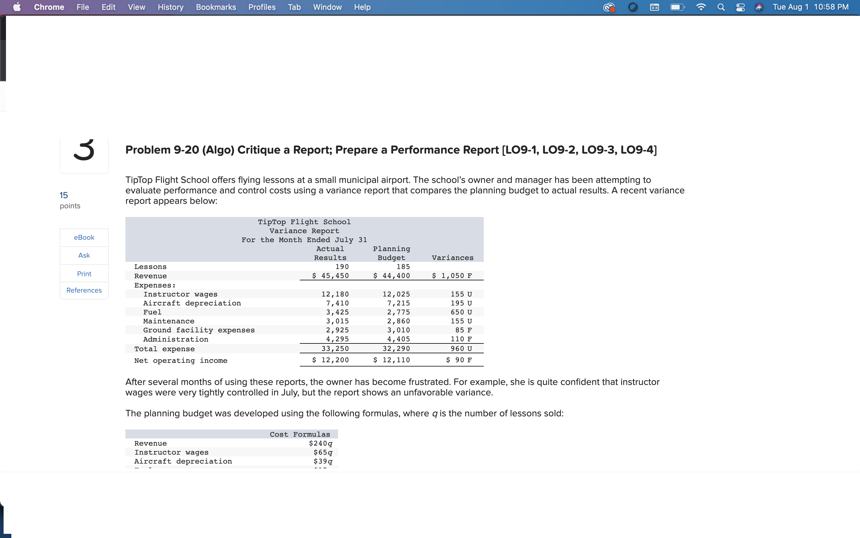 Solved Problem 9-20 (Algo) Critique a Report; Prepare a | Chegg.com