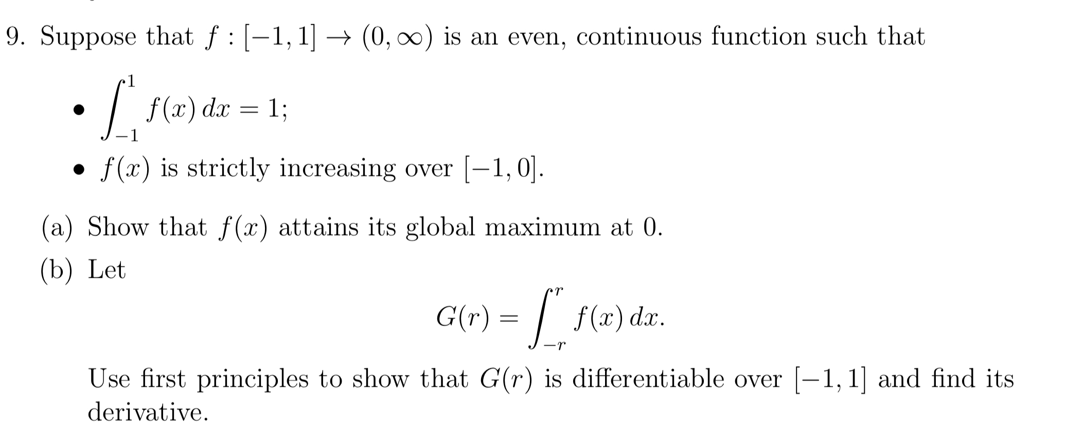 Solved Suppose that f:[-1,1]rarr(0,oo) is an even, | Chegg.com