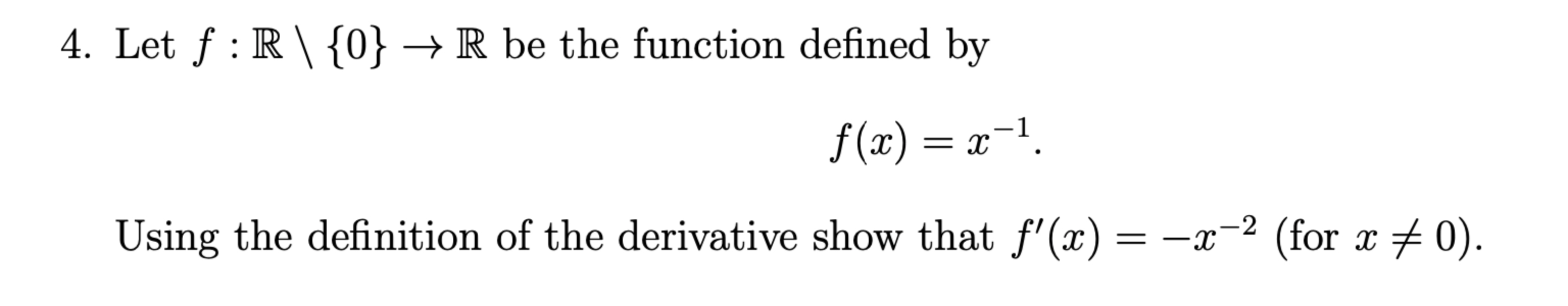 Solved Let f:R??{0}→R be the function defined | Chegg.com Solved Let f:R??{0}→R be the function defined | Chegg.com