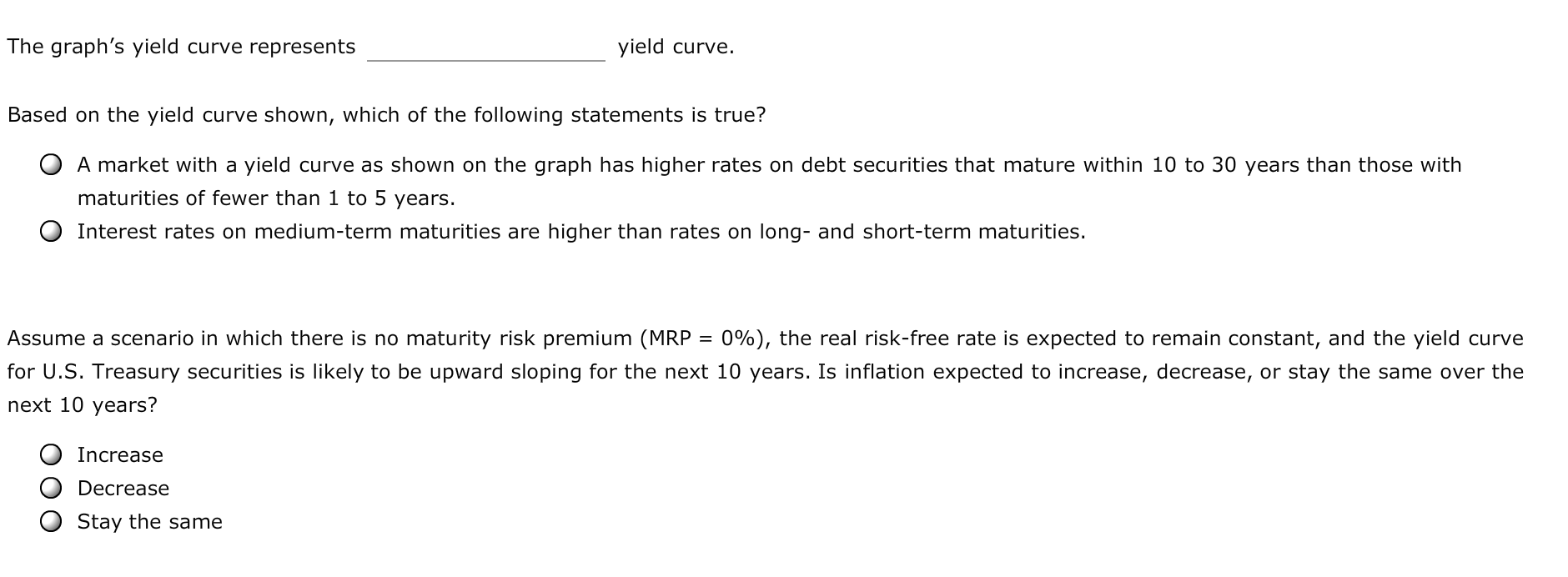 Solved Given the indicated maturities listed in the | Chegg.com