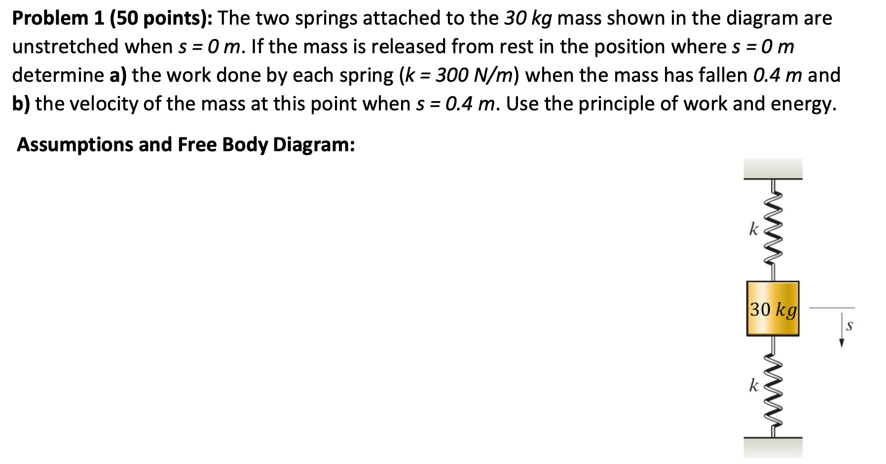 Solved Problem 1 (50 points): The two springs attached to | Chegg.com