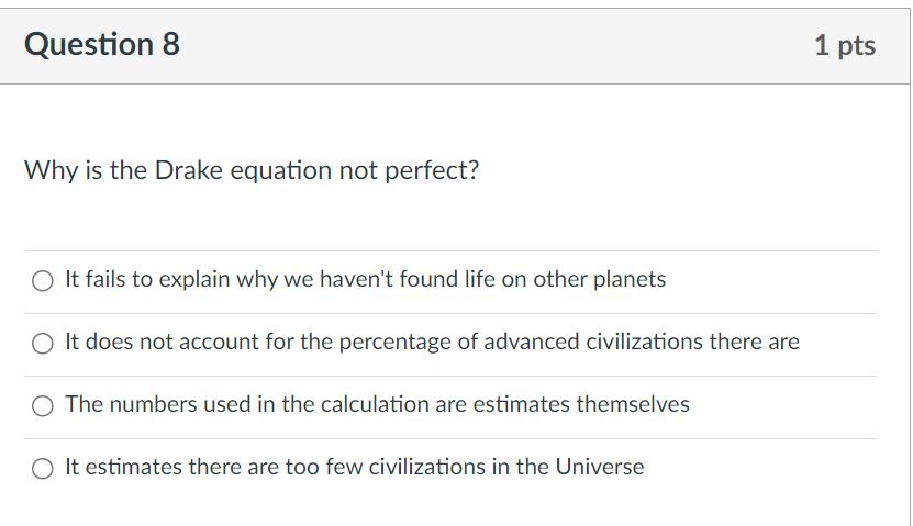Solved Why is the Drake equation not perfect? It fails to | Chegg.com