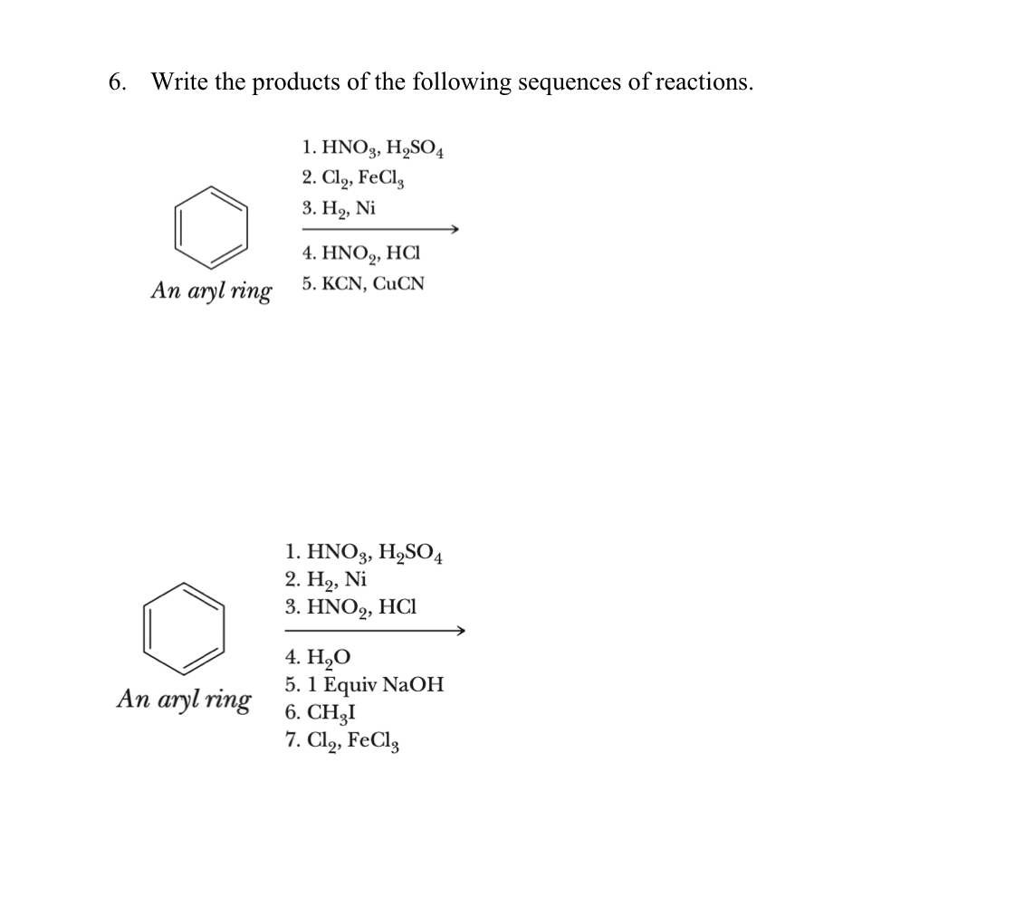 Solved 6. Write the products of the following sequences of | Chegg.com