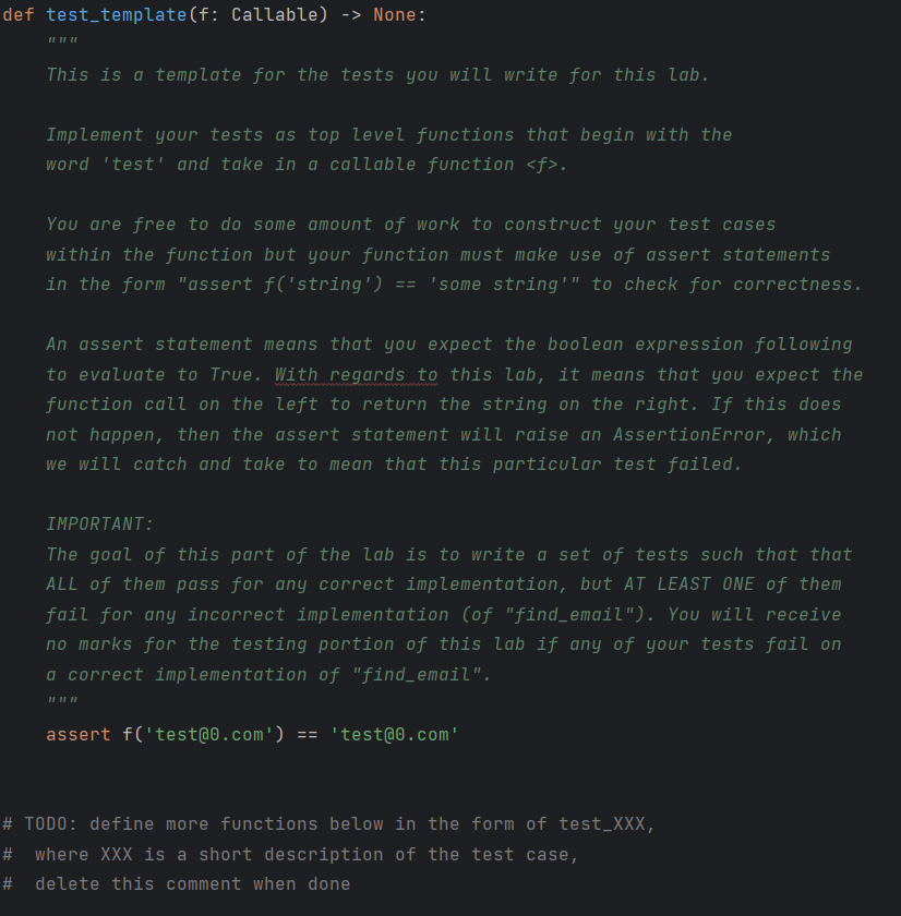 Solved ef test_template(f: Callable) → None: " I " " This is | Chegg.com