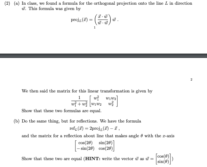 Orthogonal Projection Formula