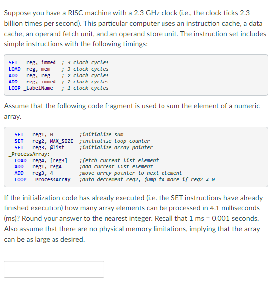 Solved Suppose you have a RISC machine with a 2.3 GHz clock | Chegg.com