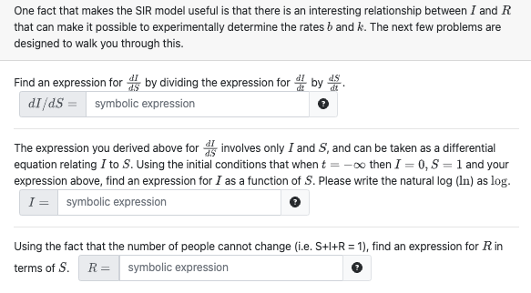 Solved One fact that makes the SIR model useful is that | Chegg.com