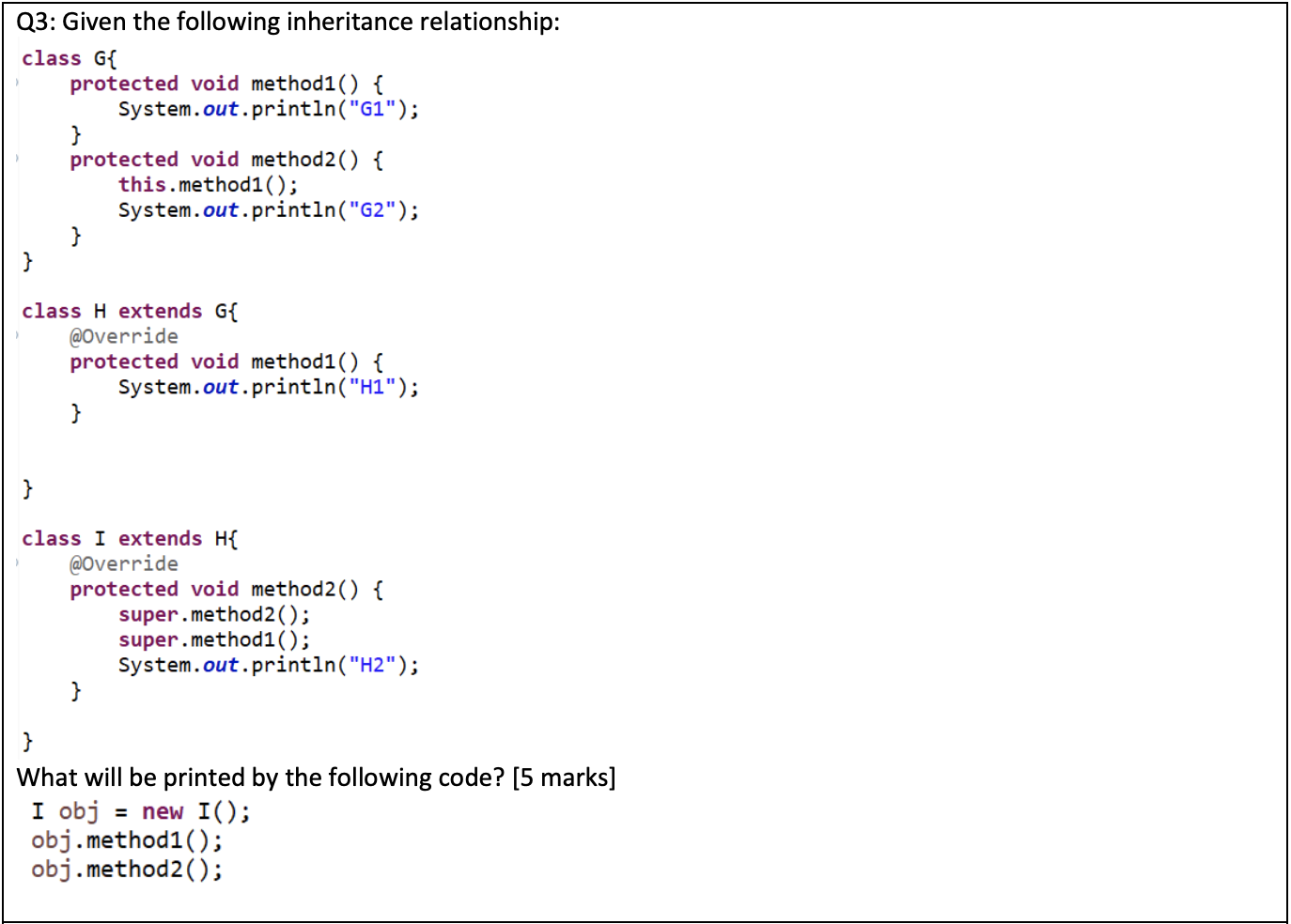 Solved Q3: Given the following inheritance relationship: | Chegg.com