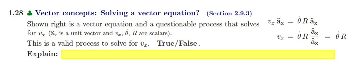 Solved 1.28 ﻿& Vector concepts: Solving a vector equation? | Chegg.com