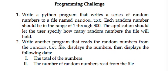 Solved Programming Challenge 1. Write a python program that | Chegg.com