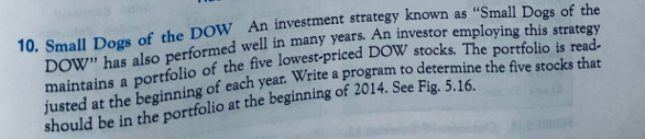 Solved USING PYTHON Exercises 10 - DOW. page 215. using | Chegg.com
