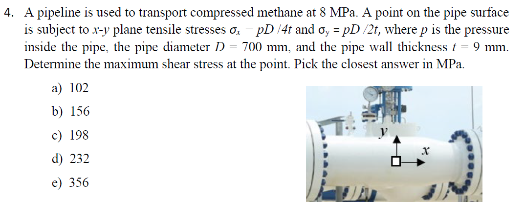 Solved 4. A pipeline is used to transport compressed methane | Chegg.com