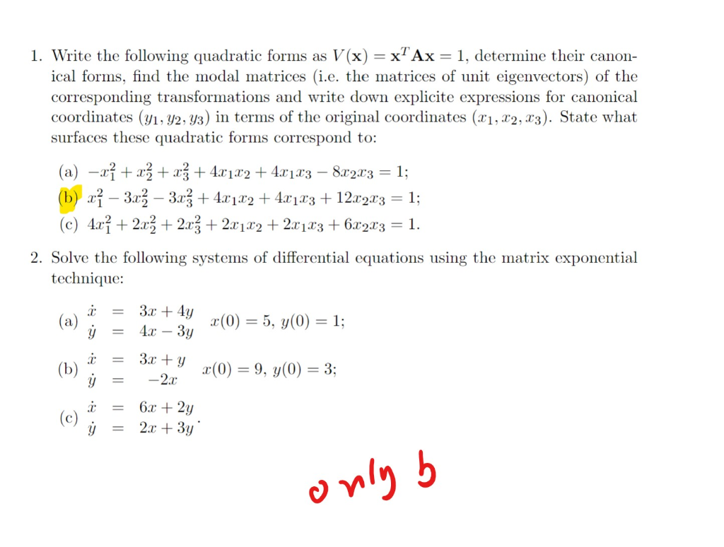 Solved XTAX=1. determine their canon- 1. Write the following | Chegg.com