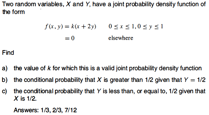 Solved Two random variables, X and Y, have a joint | Chegg.com