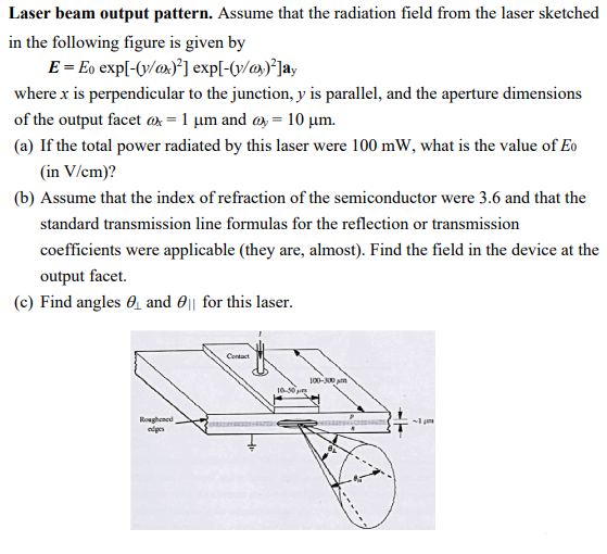 Laser beam output pattern. Assume that the radiation | Chegg.com