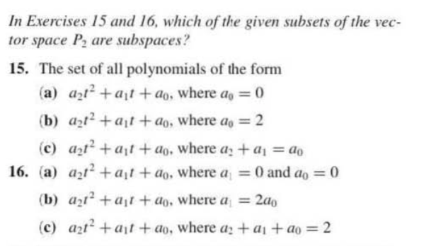 Solved In Exercises 15 and 16, which of the given subsets of | Chegg.com