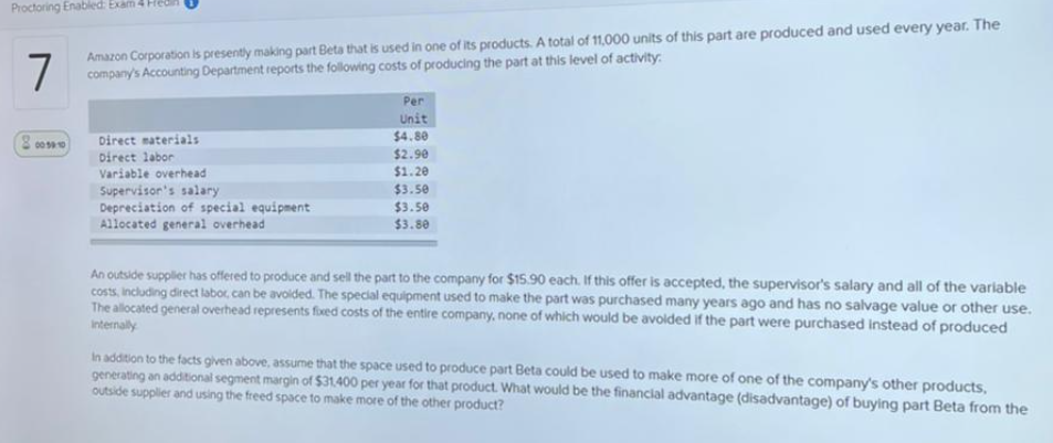 Solved Proctoring Enabled: Exam 7 Amazon Corporation is | Chegg.com