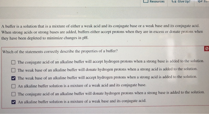 Solved L Resources Give Up? Fee A buffer is a solution that | Chegg.com