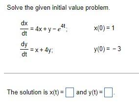 Solved Solve the given initial value problem. | Chegg.com