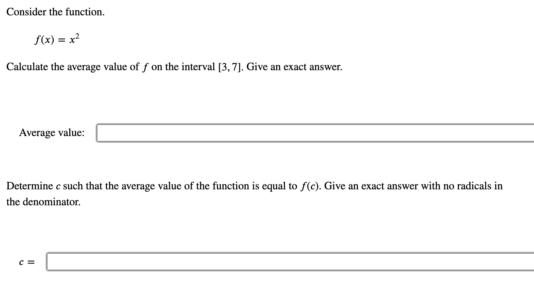 Solved Consider the function. f(x) x² = Calculate the | Chegg.com