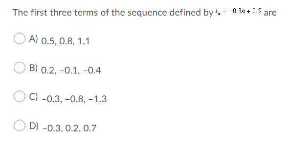 Solved The first three terms of the sequence defined by t = | Chegg.com