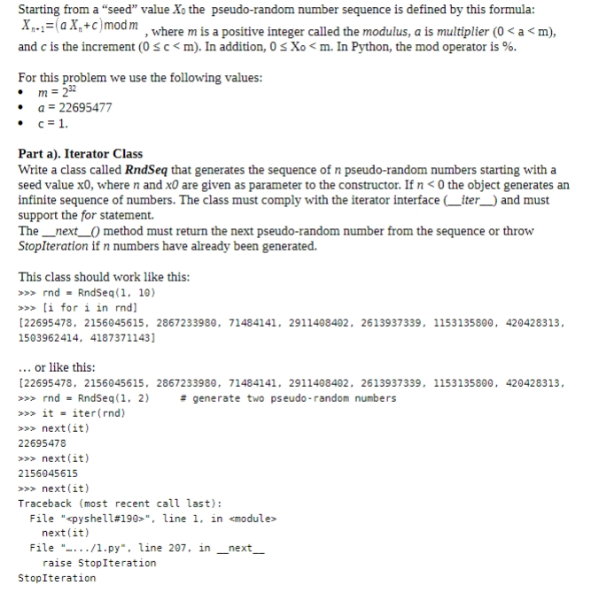 Solved Starting from a "seed" value Xo the pseudo-random | Chegg.com