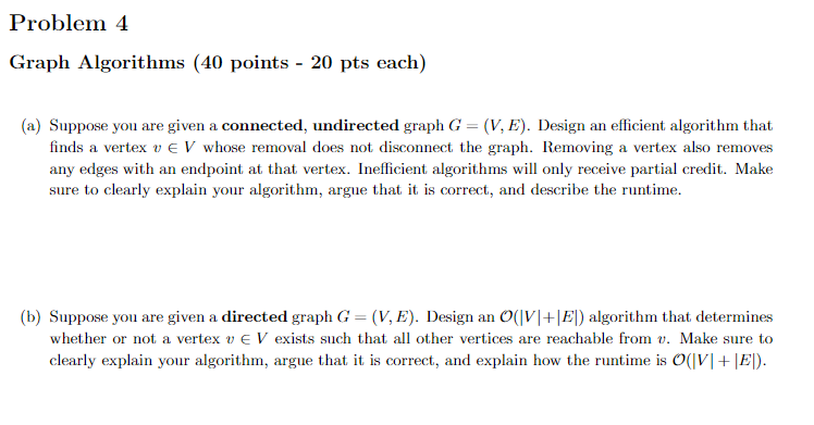 Solved (a) Suppose you are given a connected, undirected | Chegg.com