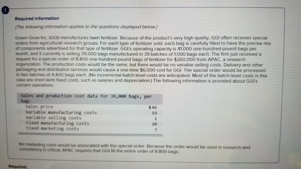 Solved Required information [The following information | Chegg.com