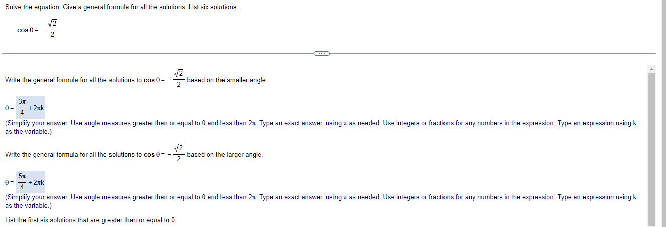 Solved List the first six solutions that are greater than or | Chegg.com