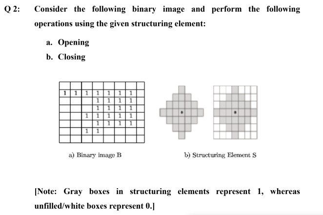 Q2: Consider the following binary image and perform | Chegg.com