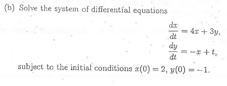 Solved (b) Solve the system of differential equations | Chegg.com