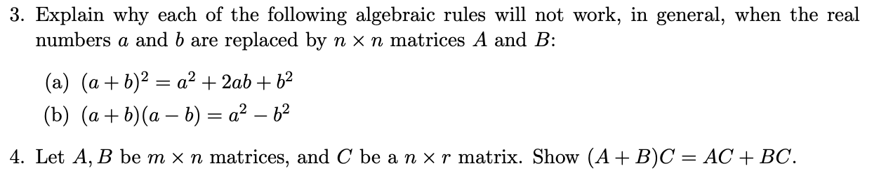 Solved 3. Explain why each of the following algebraic rules | Chegg.com