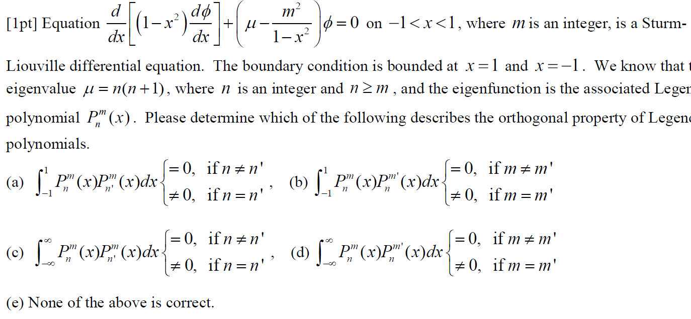Solved m de ( d [1pt] Equation dº - x) + u o=( on -1 | Chegg.com