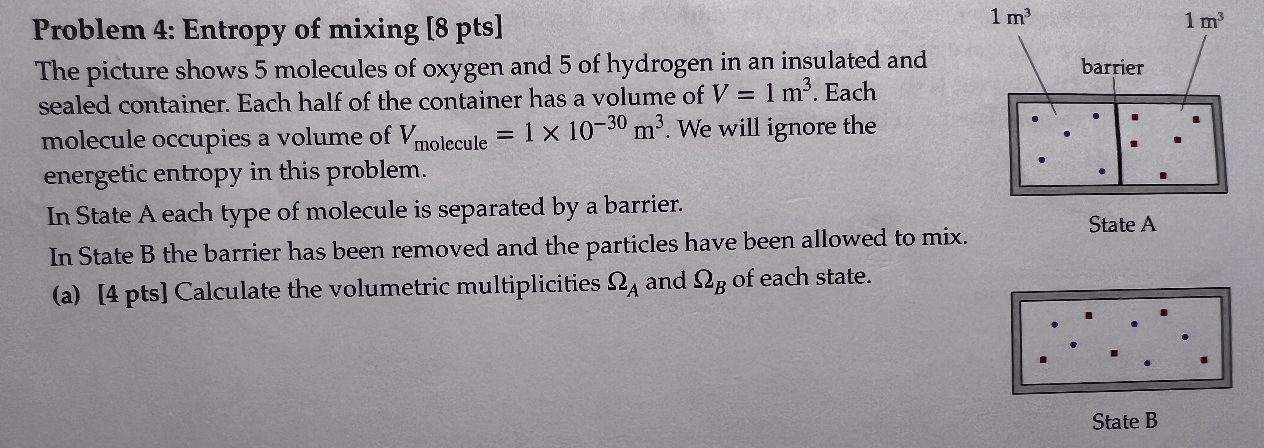 Solved Problem 4: Entropy of mixing [8 pts] The picture | Chegg.com