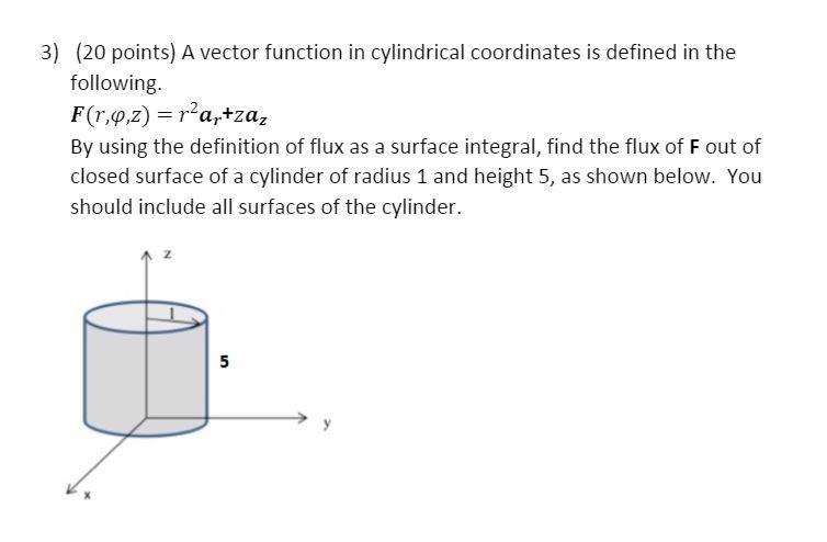 Solved 3) (20 points) A vector function in cylindrical | Chegg.com