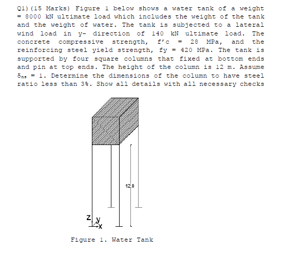 01) (15 Marks) Figure 1 below shows a water tank of a | Chegg.com