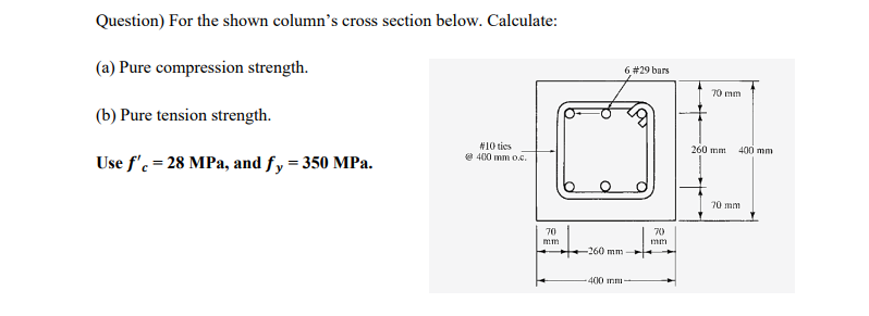 Solved Question) ﻿For the shown column's cross section | Chegg.com