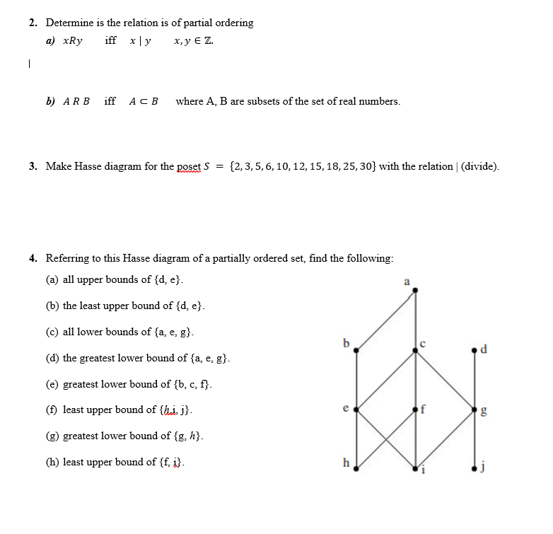 Solved 2. Determine is the relation is of partial ordering | Chegg.com